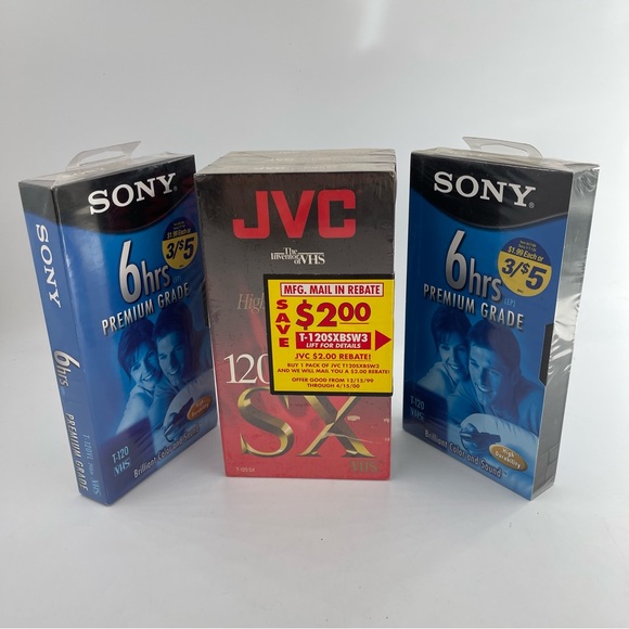 Sony & JVC | VR, AR & Accessories | Sony 2 Premium Grade 6 Hour And Jvc 3 Sx 2 Minute Vhs Tapes ...